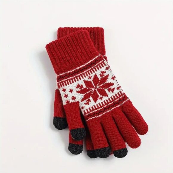 Accessories | Nip Red Touch Screen Snow Flakes Winter Gloves Best Touch ...